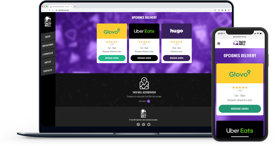 Diseño UX UI y Desarrollo sitio web Taco Bell Guatemala